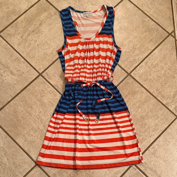 Mud Pie | Dresses | Mud Pie Red And Blue Striped Mini Dress | Poshmark